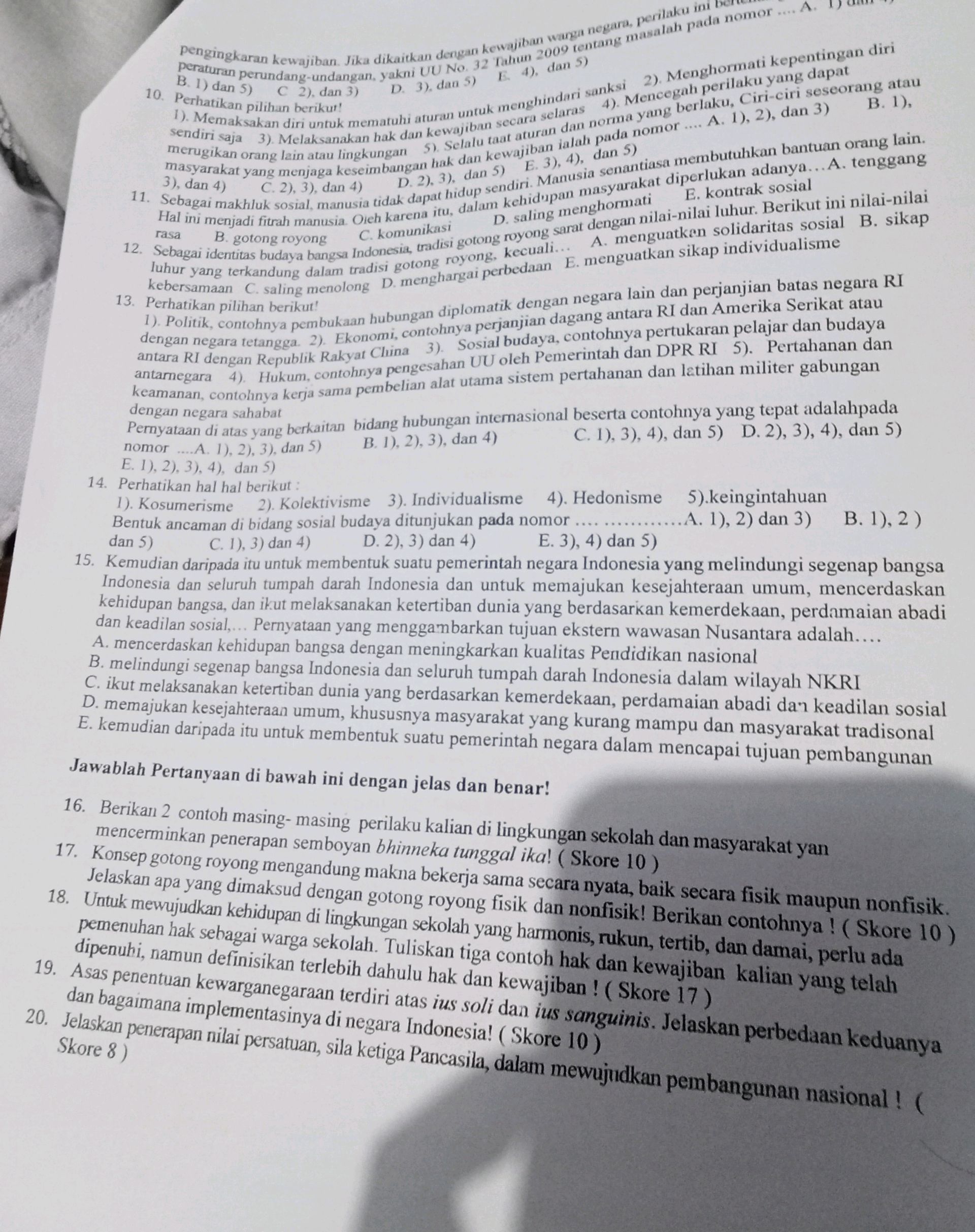 16. Berikan 2 contoh masing-masing perilaku | StudyX