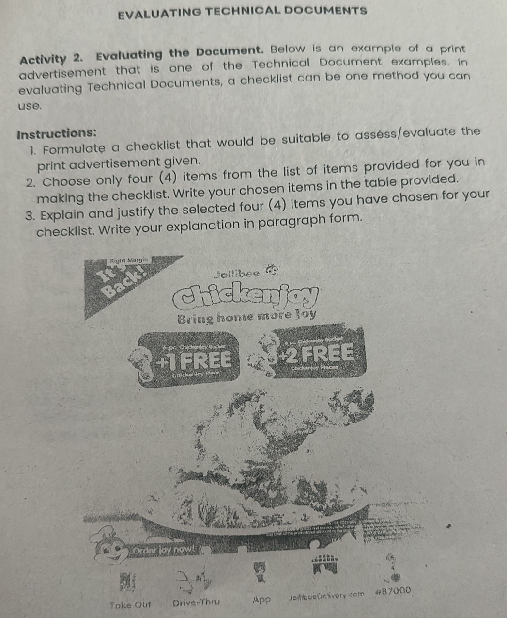 Activity 2. Evaluating the Document. Below | StudyX