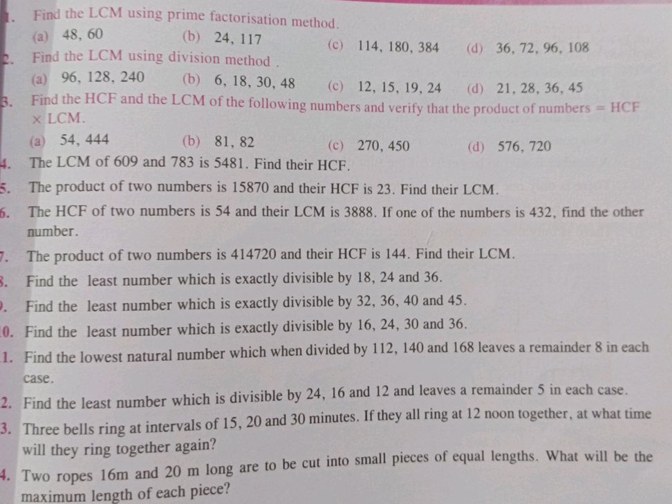 1. Find the LCM using prime factorisation | StudyX