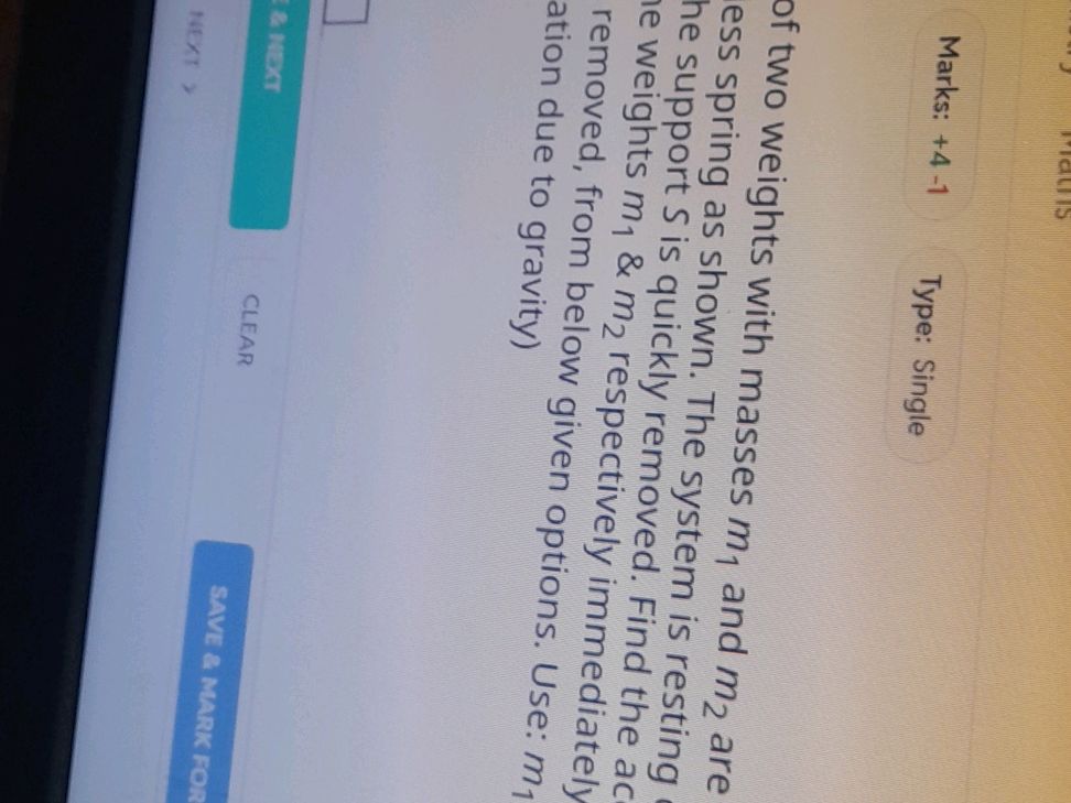 Of two weights with masses $m_1$ and $m_2$ | StudyX