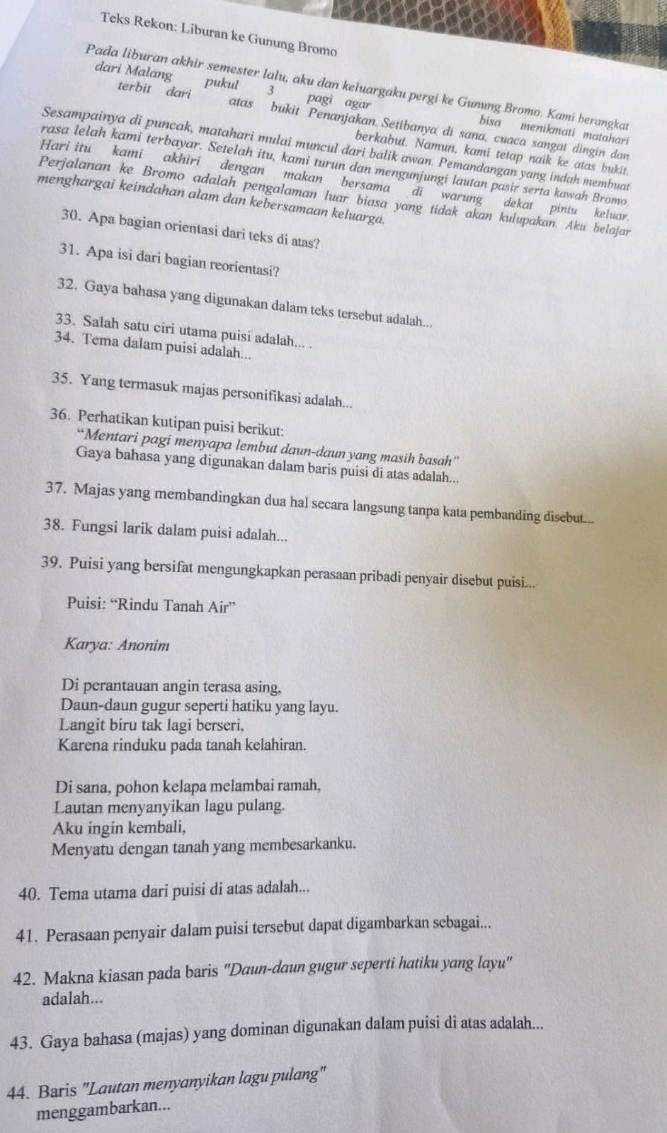 30. Apa bagian orientasi dari teks di atas? | StudyX