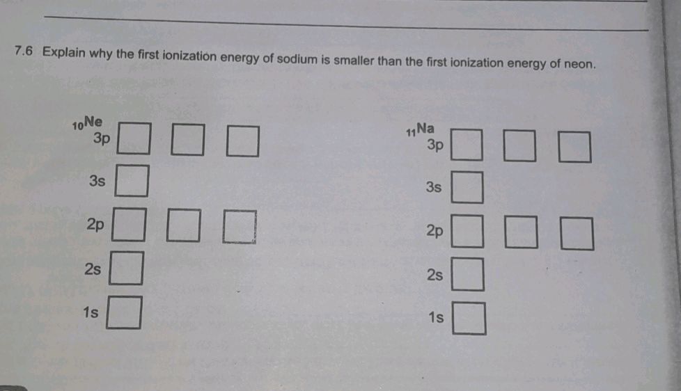 7.6 Explain why the first ionization energy | StudyX