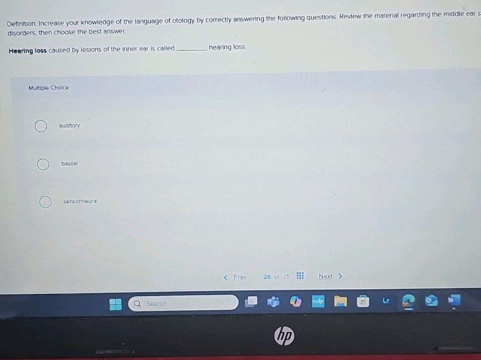 Hearing loss caused by lesions of the inner | StudyX