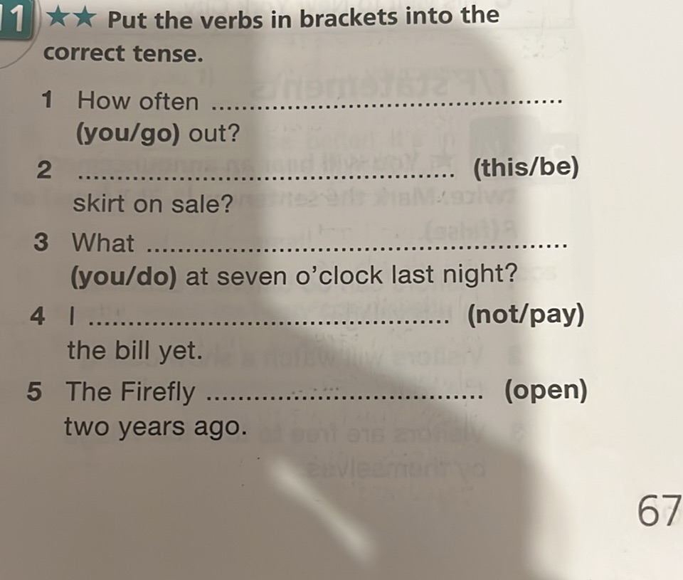 1 $ $ Put the verbs in brackets into the | StudyX