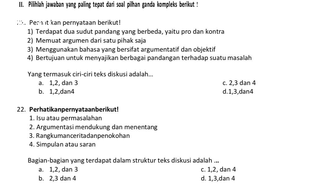 II. Pilihlah jawaban yang paling tepat dari | StudyX