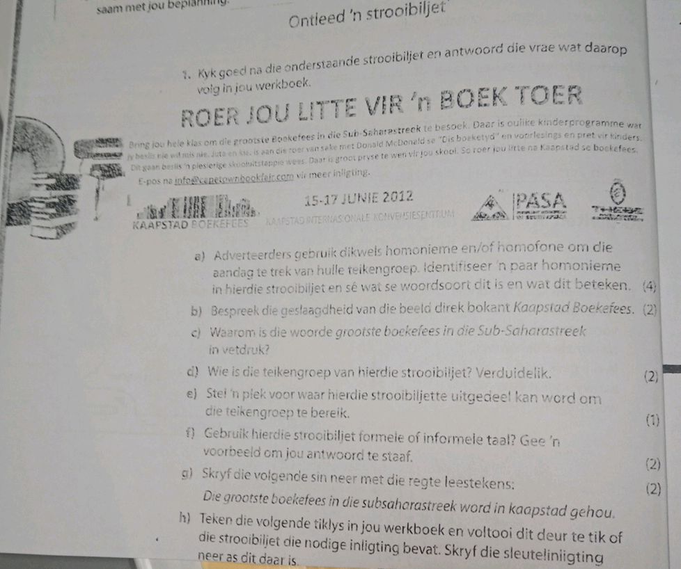1. Kyk goed na die onderstaande strooibiljet | StudyX