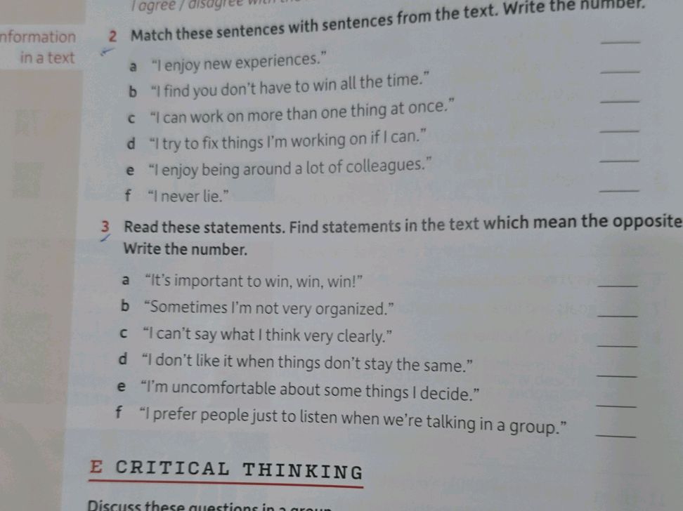 2 Match these sentences with sentences from | StudyX