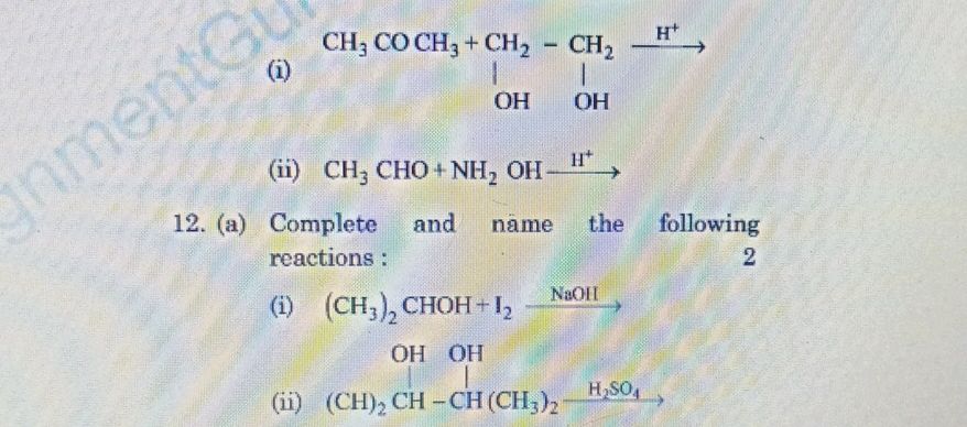 (a) Complete and name the following