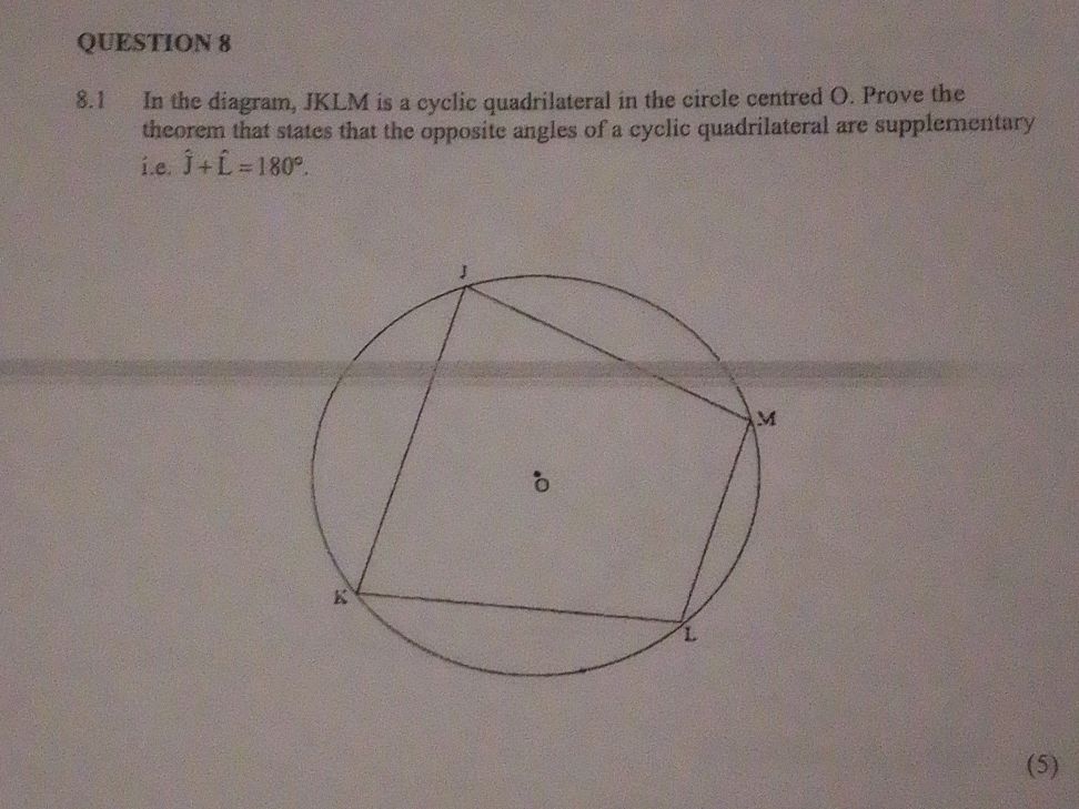 In the diagram, JKLM is a cyclic | StudyX