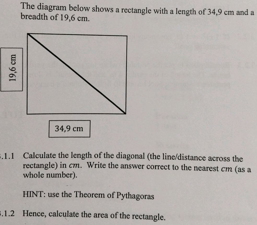 The diagram below shows a rectangle with a | StudyX