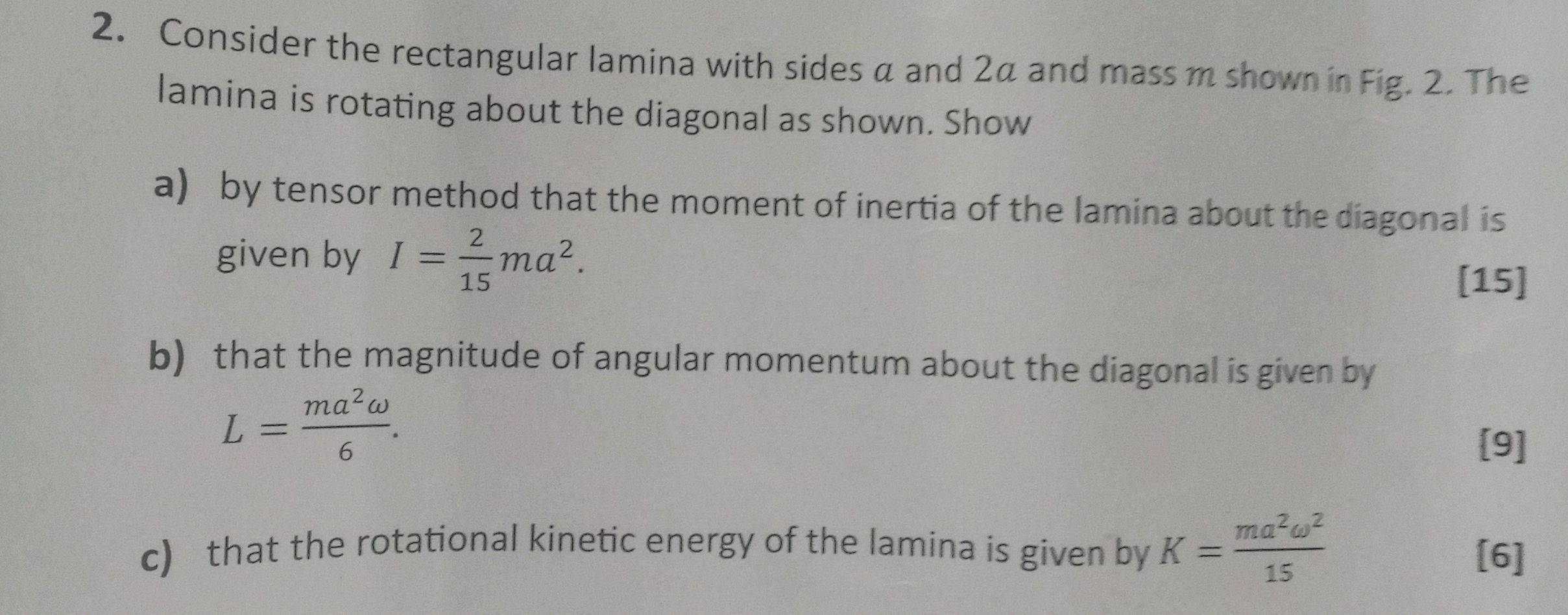 2. Consider the rectangular lamina with | StudyX