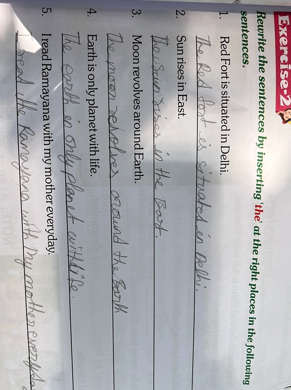 Rewrite the sentences by inserting 'the' at | StudyX