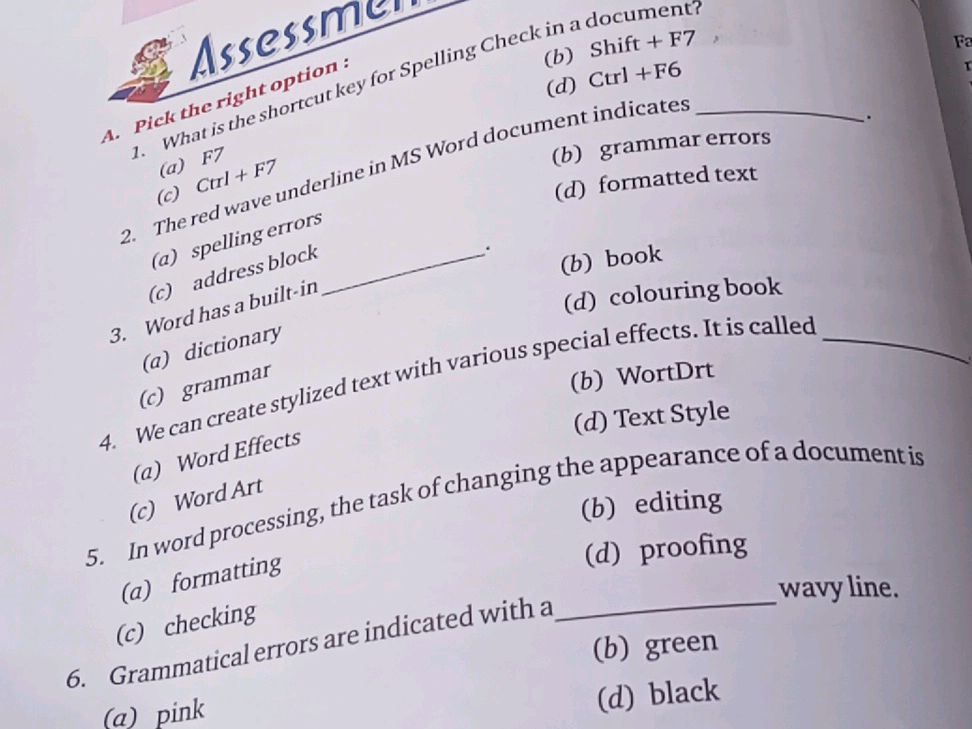 A. Pick the right option: 1. What is the | StudyX