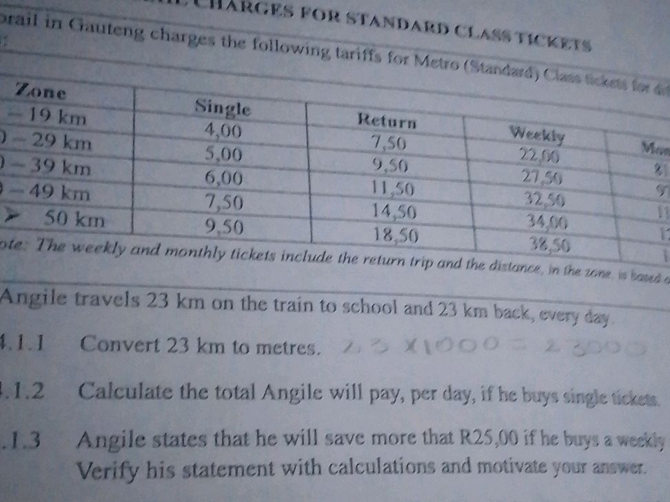 The following table shows the rail charges | StudyX