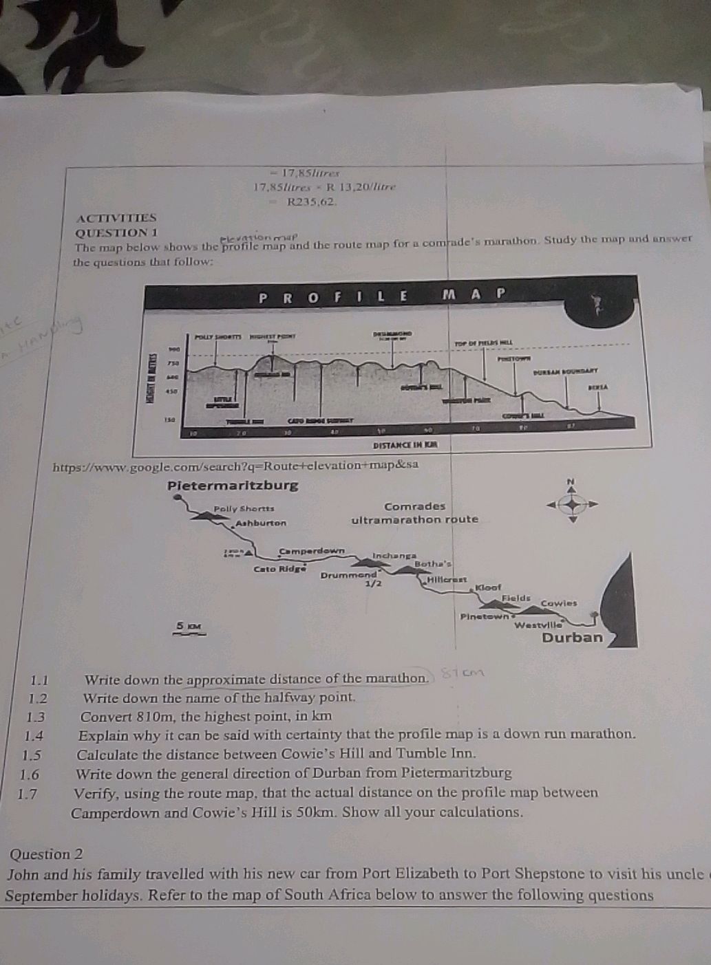 ACTIVITIES QUESTION 1 The map below shows | StudyX