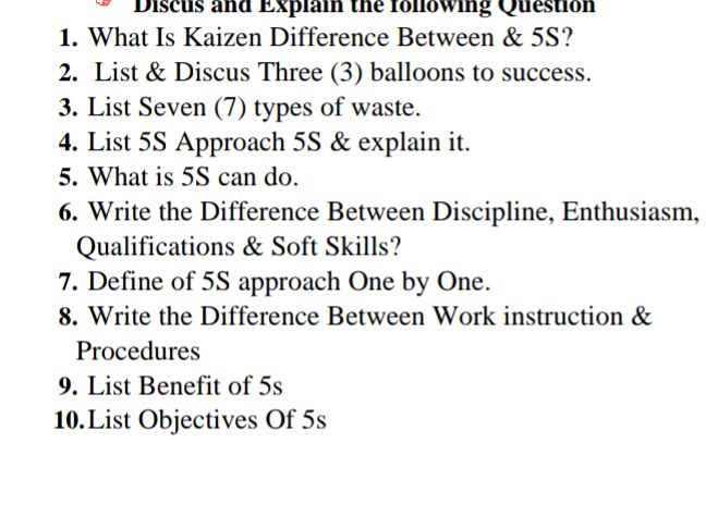 1. What Is Kaizen Difference Between 5S? | StudyX