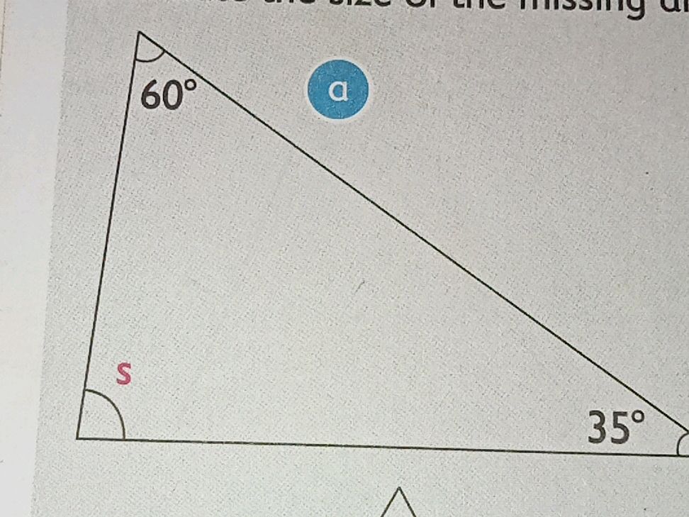 Find the size of the missing angle. ``` 60° | StudyX