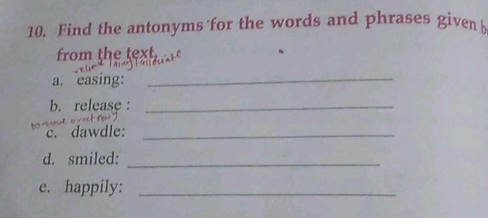 10. Find the antonyms for the words and | StudyX