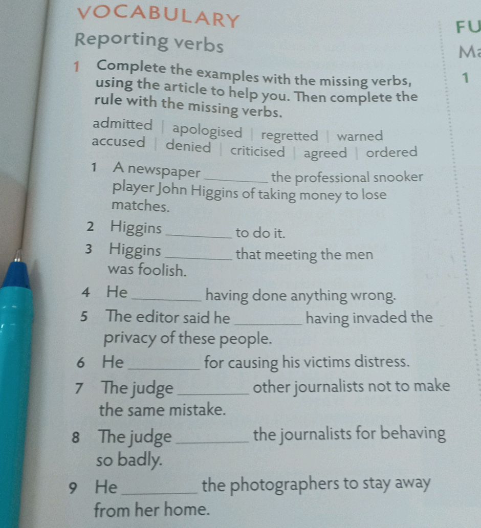 1 Complete the examples with the missing | StudyX