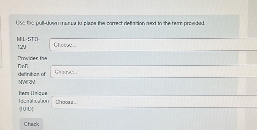 Use the pull-down menus to place the correct | StudyX