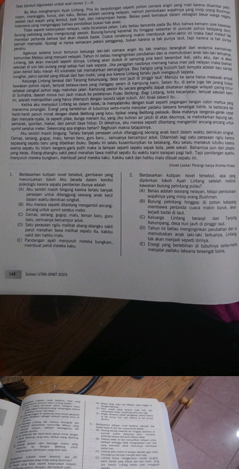 1. Berdasarkan kutipan novel tersebut, | StudyX