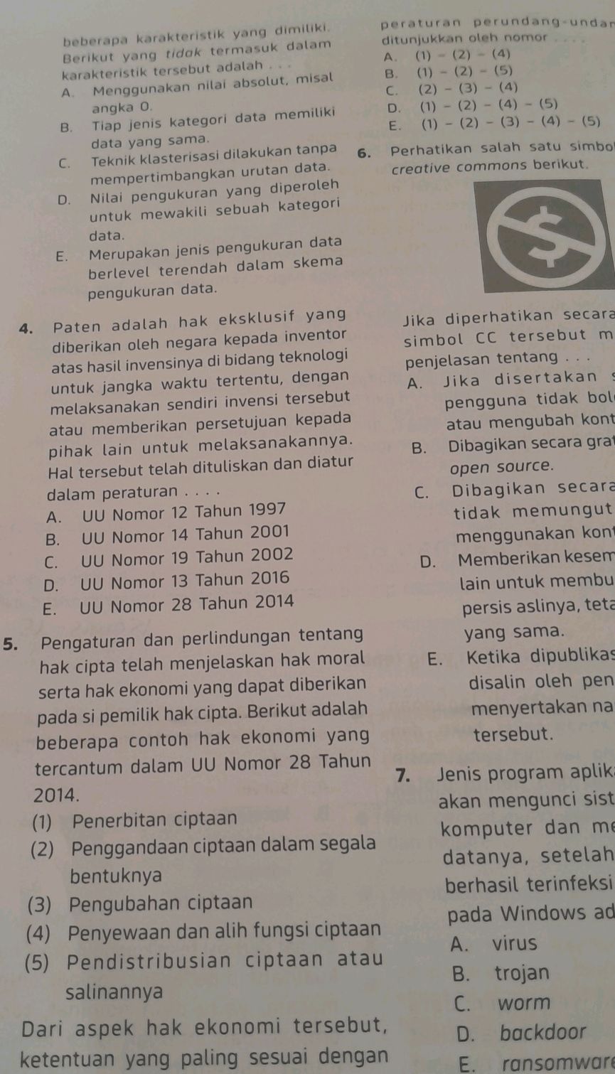 Berikut yang tidak termasuk dalam | StudyX