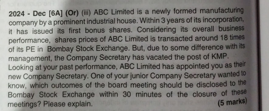 ABC Limited is a newly formed manufacturing | StudyX