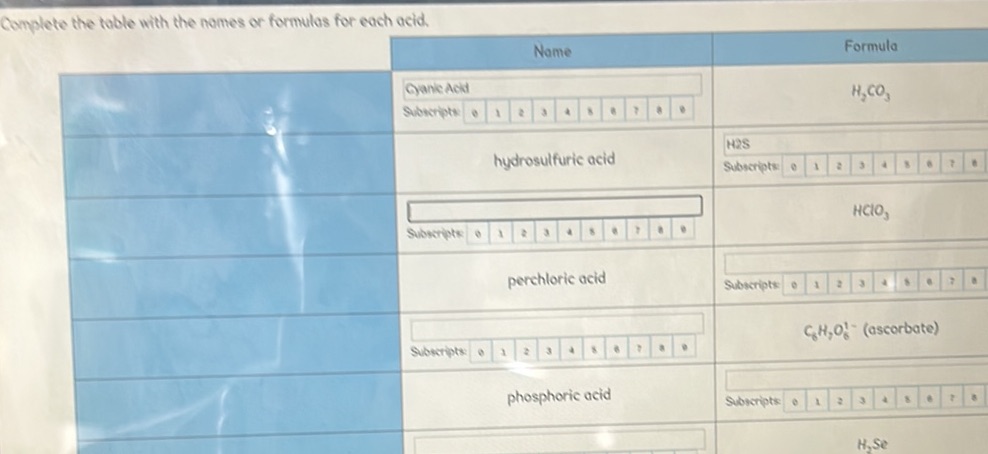 Complete the table with the names or | StudyX