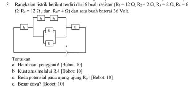 3. Rangkaian listrik berikut terdiri dari 6 | StudyX