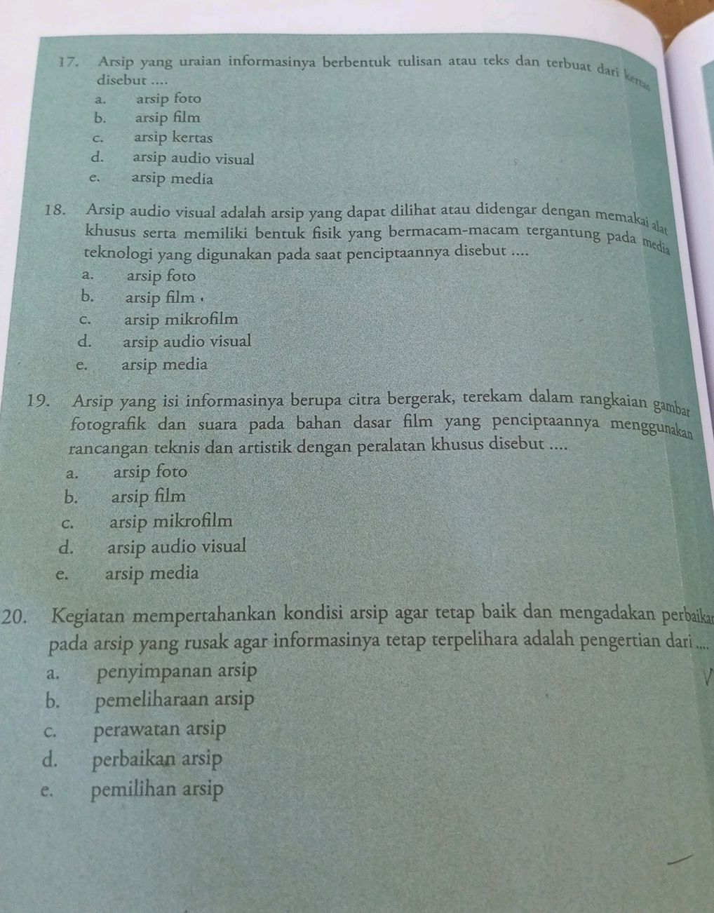 17. Arsip yang uraian informasinya berbentuk | StudyX