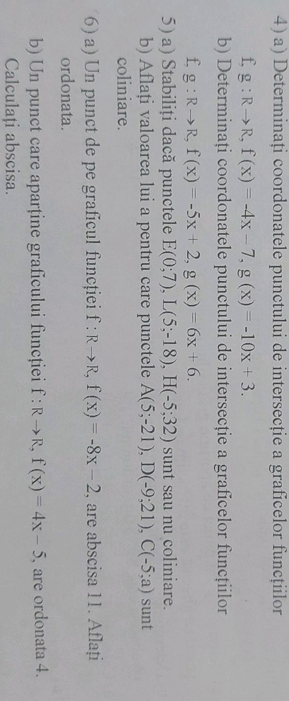 4) a) Determinați coordonatele punctului de | StudyX