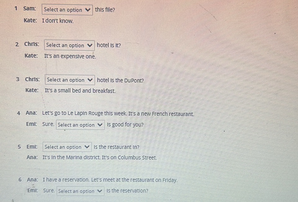 1 Sam: Select an option this file? Kate: I | StudyX