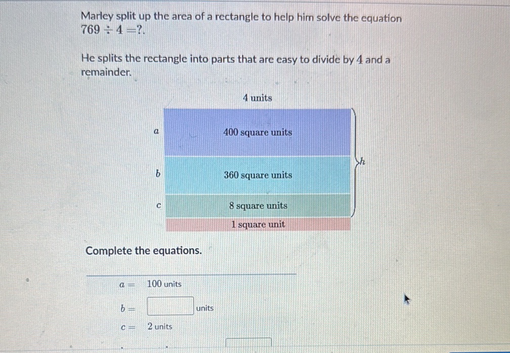 Marley split up the area of a rectangle to | StudyX
