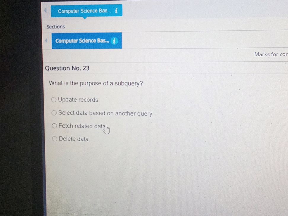What is the purpose of a subquery? Update | StudyX