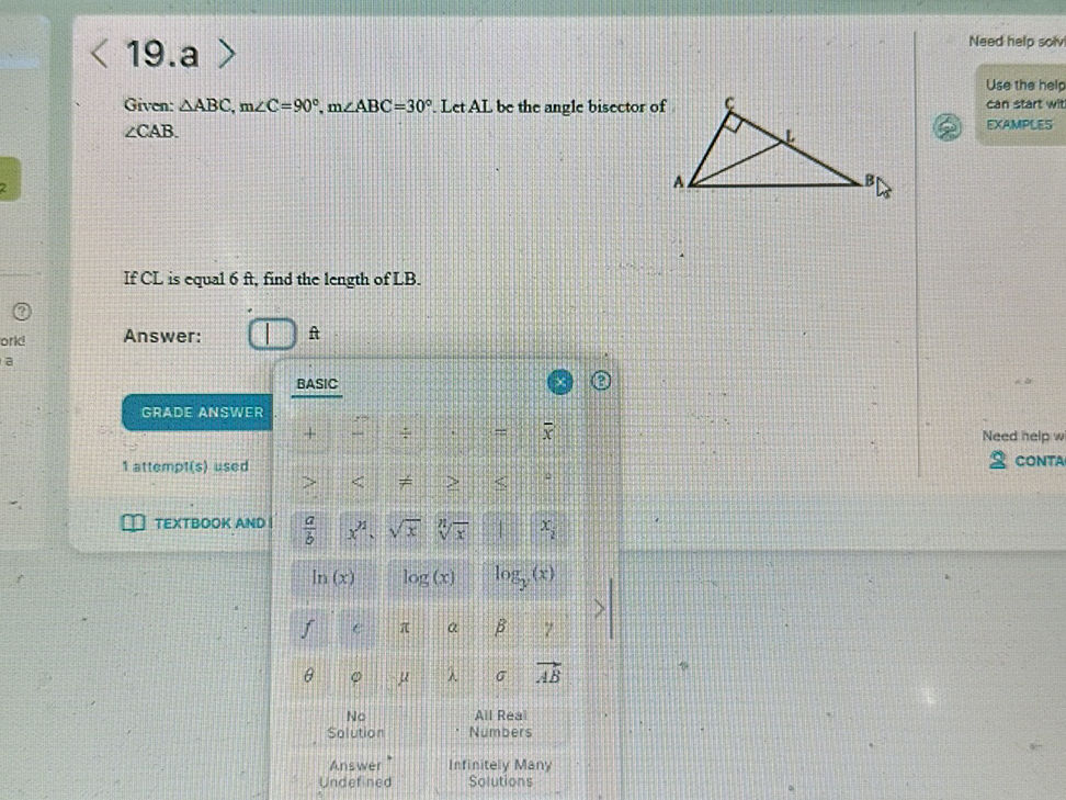 Given: $ ABC$, $m C = 90^ $, $m ABC = 30^ | StudyX