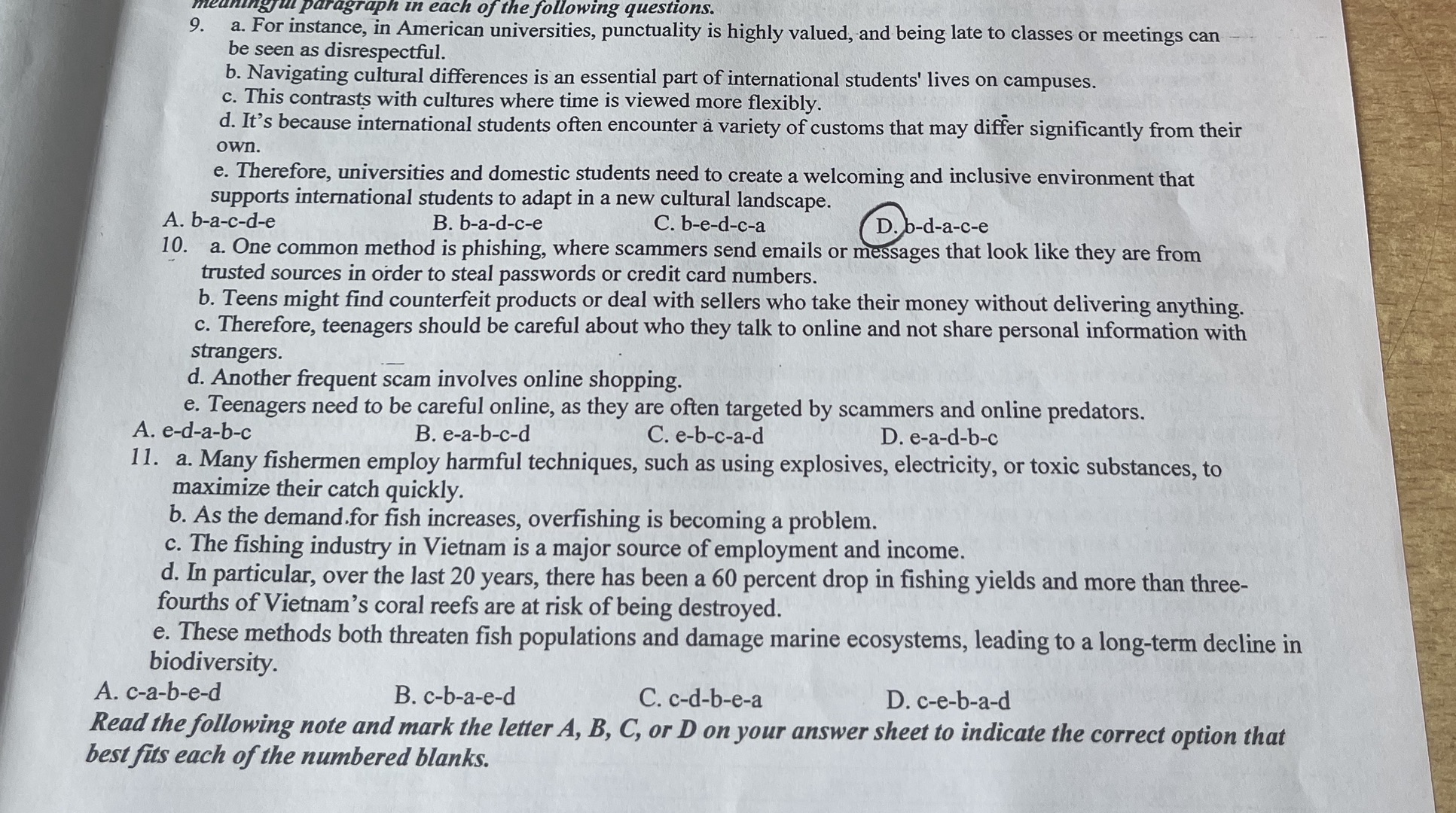 9. Fill in the blanks with the most | StudyX