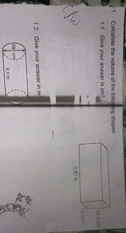 1. Calculate the volume of the following | StudyX
