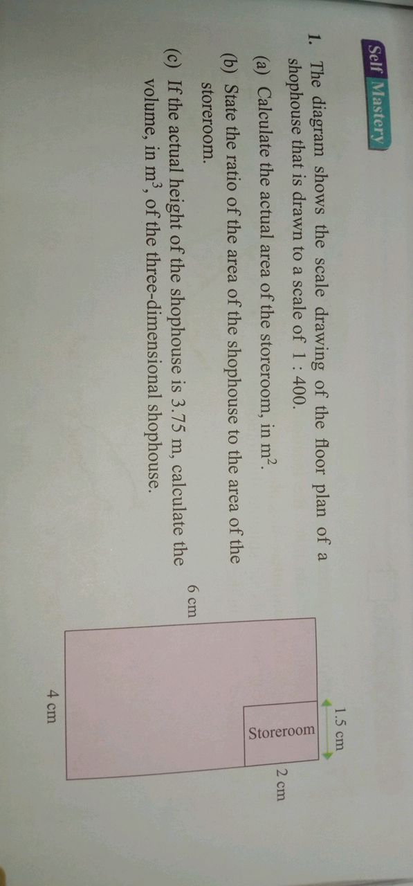 1. The diagram shows the scale drawing of | StudyX