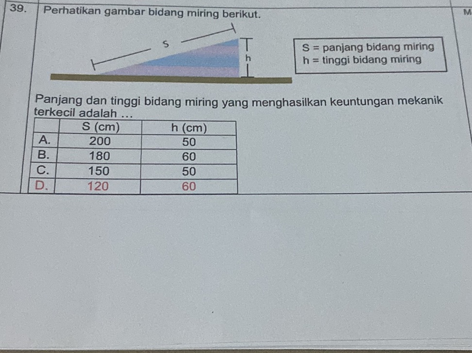 Perhatikan gambar bidang miring berikut. S | StudyX