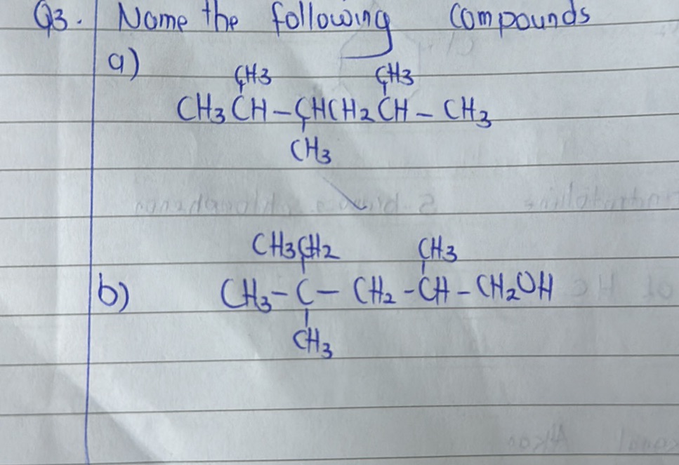 Q3. Name the following compounds a) | StudyX