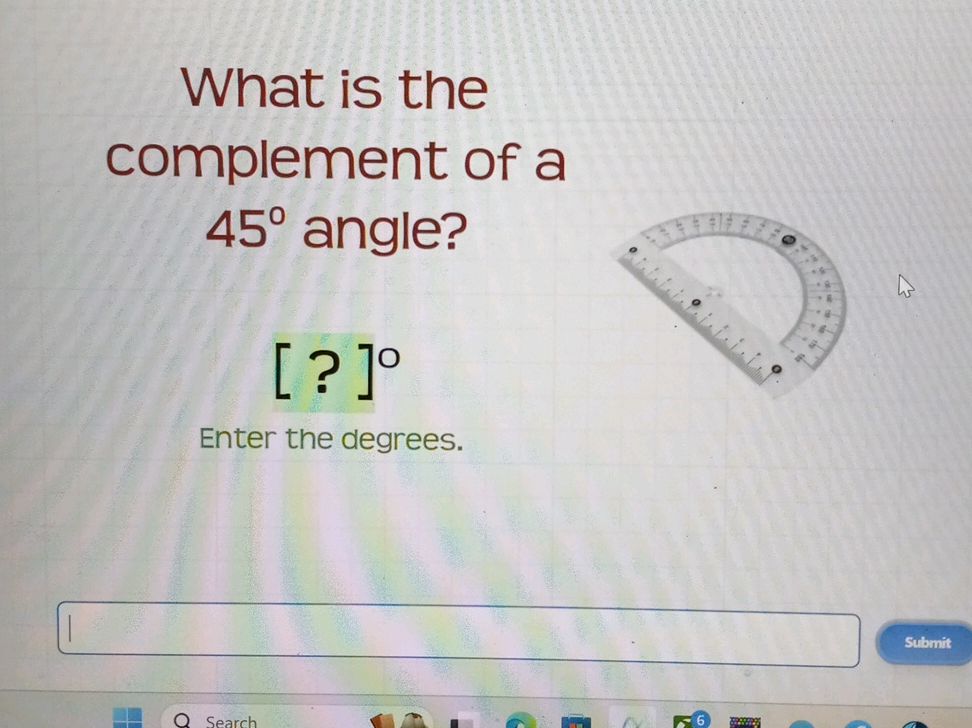 What is the complement of a 45° angle? [?]° | StudyX