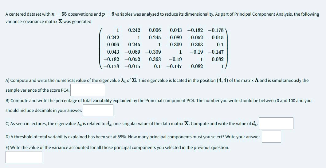 A centered dataset with $n = 55$ | StudyX