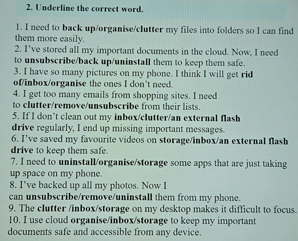 2. Underline the correct word. 1. I need to | StudyX
