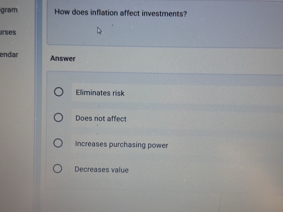 How does inflation affect investments? | StudyX