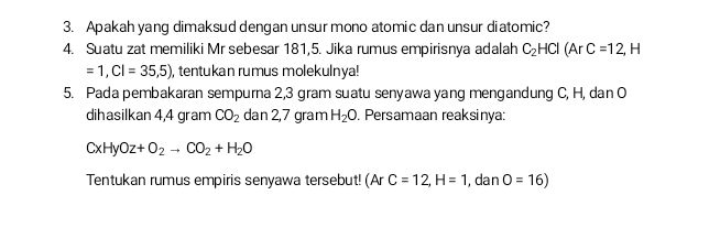 3. Apakah yang dimaksud dengan unsur mono | StudyX