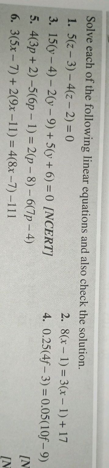Solve each of the following linear equations | StudyX