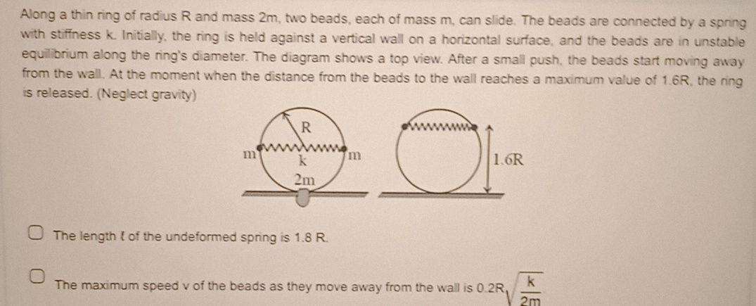 Along a thin ring of radius R and mass 2m, | StudyX