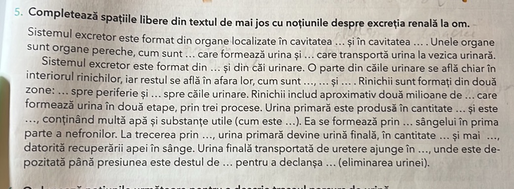5. Completează spațiile libere din textul de | StudyX