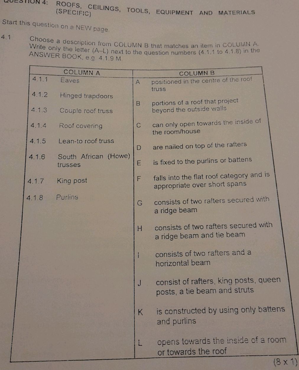 4. ROOFS, CEILINGS, TOOLS, EQUIPMENT AND | StudyX