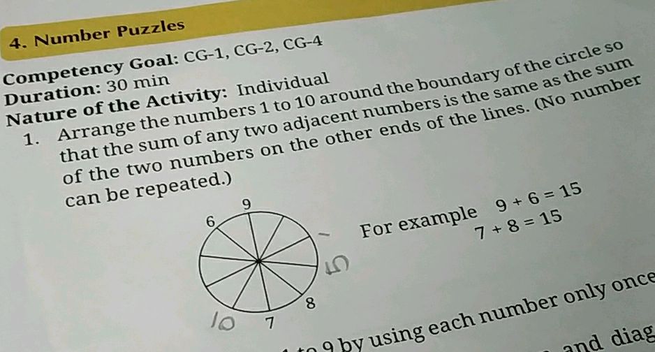1. Arrange the numbers 1 to 10 around the | StudyX